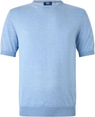 Fedeli T-shirt en cachemire et soie - Homme - Pulls - Bleu - Taille: L