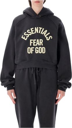 Fear of God Femme, Sweatshirts et sweats &agrave; capuche, Noir, Taille: 40 FR Campus 90s Cropped Raglan Sweat &agrave; capuche