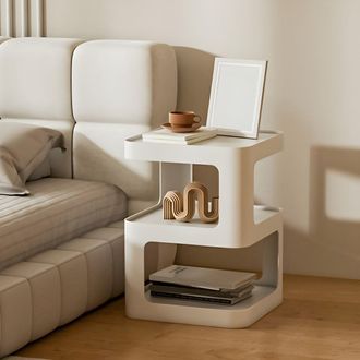 Generic Moderner Nachttisch Aus Metall Mit Offenem Stauraum, Schwarzer Nachttisch Aus Eisen for Schlafzimmer Oder Wohnzimmer, 16 X 16 X 21 H(Cream,1 Piece)