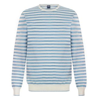 Fedeli Lang&auml;rmeliger gestreifter Pullover - - Knitwear - Herren - Blau - 3XL
