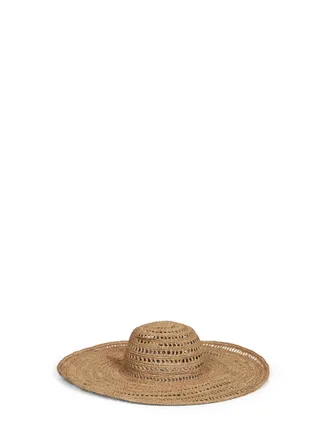 Ibeliv Womens Floppy Beach Hat Raffia Beige