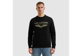 PME Legend Sweatshirt Rundhals Soft Terry mit Logo mit Logo Stickerei