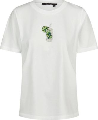 Marc Aurel Femme, Tops, Blanc, Taille: 42 FR T-shirt avec accent luxueux et inscription au dos