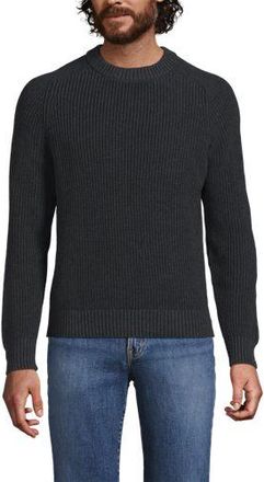 Lands End Drifter Strukturstrick-Pullover, Herren, Größe:44-46 regular, Schwarz, Baumwolle, by Lands End