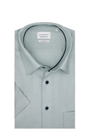 Eterna Herren Kurzarm Hemd Comfort FIT | Struktur Gr&uuml;n | 100% Baumwolle | Kentkragen Gr. 44