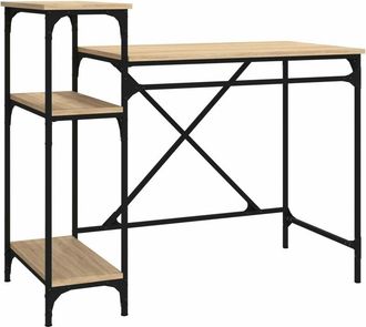 vidaXL Vidaxl - Bureau avec étagères chêne 105x50x90cm bois dingénierie et fer