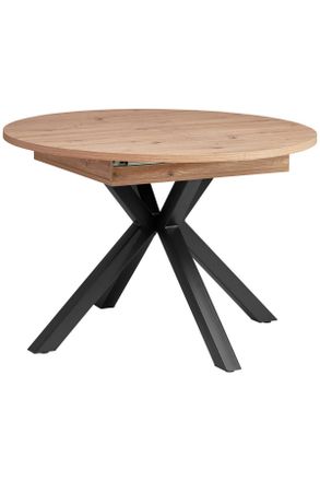 MID.YOU Mid.you Ausziehtisch, Schwarz, Eiche Artisan, Metall, Holzwerkstoff, rund, eckig, 110-150x76x110 cm, ausziehbar, Esszimmer, Tische, Esstische