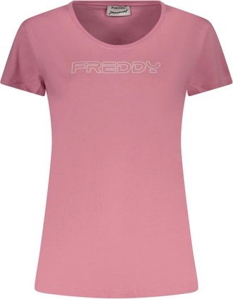 Freddy Femme, Tops, Rose, Taille: 42 FR T-shirt &agrave; manches courtes avec logo paillet&eacute;