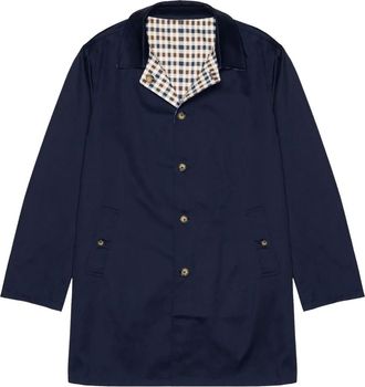 Aquascutum Homme, Manteaux, Bleu, Taille: M Archival Reversible Mid Coat