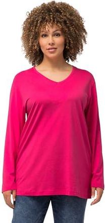 Ulla Popken T- Shirt Basique à Manches Longues, Rose Magenta, 48-50 Femme