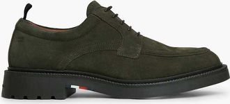 Tommy Hilfiger chaussures derby &agrave; lacets en daim vert olive-Marron