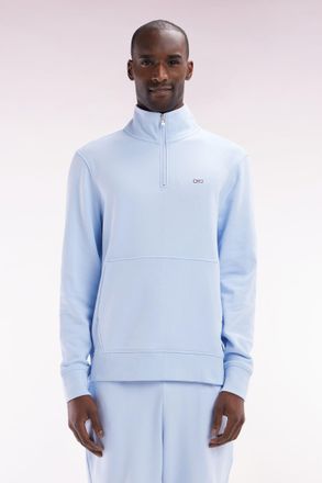 Eden Park Sweatshirt &Agrave; Col Zipp&eacute; En Coton Ciel Coupe Droite