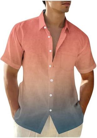 Generic Chemise &agrave; manches courtes pour homme, style d&eacute;contract&eacute;, classique, col rabattable, &eacute;l&eacute;gant, extensible, l&eacute;ger et confortable, chemise boutonn&eacute;e pour 
