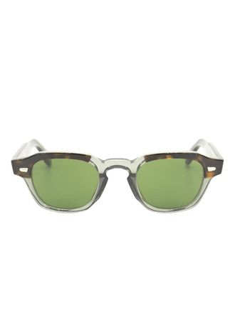 Cutler and Gross lunettes de soleil &agrave; effet &eacute;caille de tortue - Marron