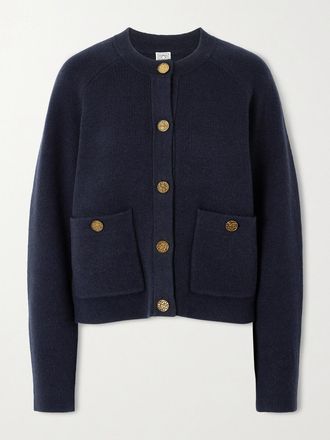 Toteme Cardigan En Laine Mélangée Côtelée - Bleu