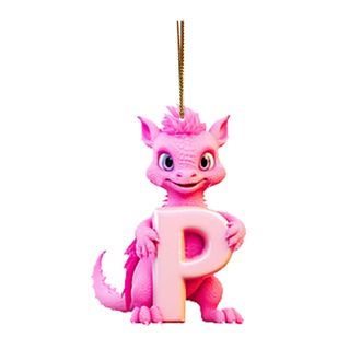 Generic Niedlich Rosa Baby Drache Anh&auml;nger, 8cm Weihnachtsdeko, 26 Buchstaben Anh&auml;nger Acryl Christbaumschmuck Weihnachtsanh&auml;nger Auto Anh&auml;nger Weinachtsdekor