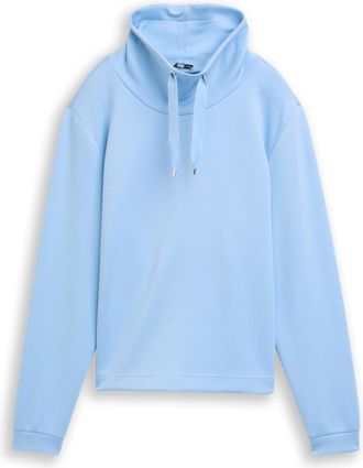 Tom Tailor Damen 1049025 Scuba Sweatshirt mit Stehkragen, 34587-Light Fjord Blue, L
