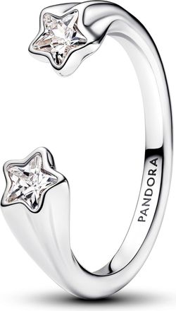 Pandora Moments Sternschnuppen Offener Ring aus Sterling Silber mit Zirkonia, Größe: 54, 193582C01-54
