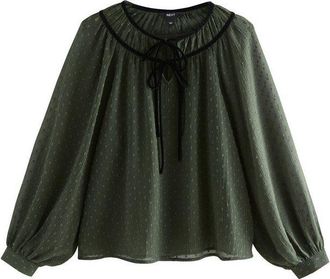 Next Langarmbluse Bluse mit langen Ärmeln und Bindeausschnitt (1-tlg)