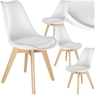 TecTake Lot 4 chaises salle à manger style scandinave forme ergonomique blanc