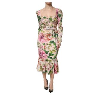 Dolce & Gabbana Blumendruck Midi Kleid Mermaid Saum - - Dresses - Damen - Mehrfarbig - 2XL