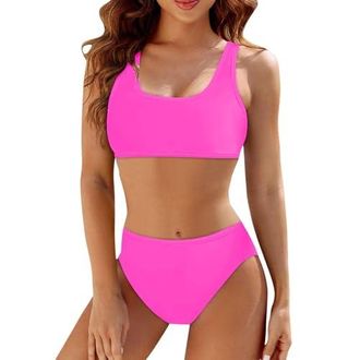 Generic Maillot de bain deux pi&egrave;ces push-up pour femme - Contr&ocirc;le du ventre - Taille haute - Maillot de bain 2 pi&egrave;ces - Dos nu - V&ecirc;tement de plage pour femme,