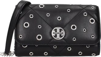 Tory Burch Pochette Kira matelass&eacute;e en cuir avec oeillets - Femme - Sacs - Noir - Taille: ONE Size