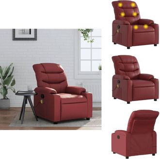 vidaXL Massagesessel Weinrot Kunstleder - Massage Sessel - Relaxsessel - Fernsehsessel - Wohnzimmersessel - Leder Sessel