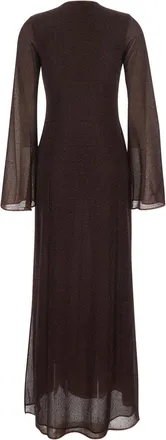 Os&eacute;ree Metallic-Blend Long-Sleeve Caftan - Brown