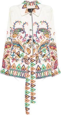 Etro Femme, Blouses et Chemises, Vert, Taille: 38 FR Veste ceintur&eacute;e &agrave; imprim&eacute; cachemire