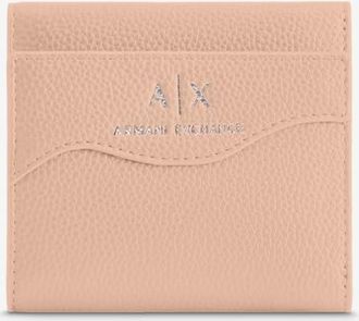 A|X Armani Exchange Womens Essential Wave, Silver Logo Bi-Fold Wallet, Sunrise