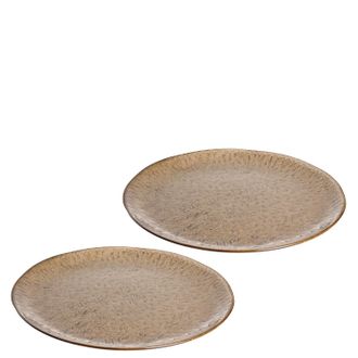 Leonardo Leonardo Matera Keramik-Teller 2-er Set, sp&uuml;lmaschinengeeignete Speise-Teller, Essteller mit Glasur, 2 runde Steingut-Teller, &Oslash; 27 cm beige, 026983