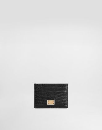 Dolce & Gabbana Kartenetui Aus Leder Mit Leguanpr&auml;gung - Frau Geldb&ouml;rsen Und Kleinlederwaren Schwarz Leder Onesize