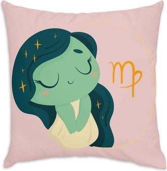 Fabulous Kissen aus Velours, rosa, blanko, Sternzeichen, Zeichnung, 40 x 40 cm, samtige Haptik, Bezug und Kissen enthalten
