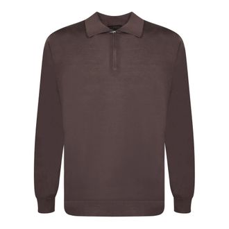Dell'Oglio Homme, Tops, Brun, Taille: XL Polo en m&eacute;rinos &agrave; manches longues