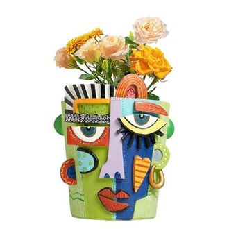 Generic Pot De Visage Abstrait | Design Humoristique pour s - Pot De 15 cm avec Trou De Drainage, D&eacute;coration en R&eacute;sine Artistique pour Et Int&eacute;rieur