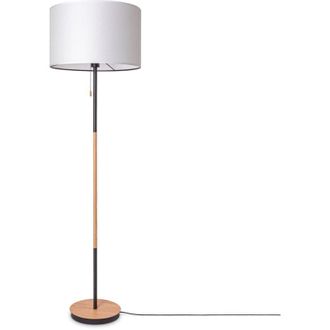 Paco Home Paco Home - Lampadaire Salon Abat-Jour Tissu Lampe &agrave; Poser Textile E27 Veilleuse Blanc (&Oslash;45.5 cm), Lampadaire - Type 3 - Noir