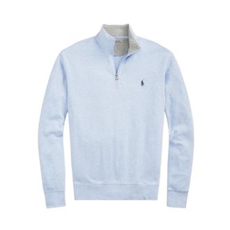 Polo Ralph Lauren Homme, Pulls, Bleu, Taille: 2XL Pull Col Montant Doux à Demi-Zip