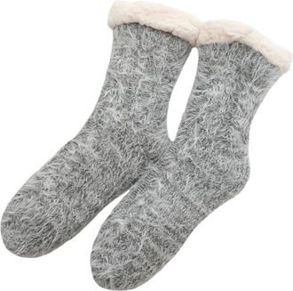BESPORTBLE POPETPOP Chaussettes-Pantoufles Thermiques pour Femmes Chaussettes &Eacute;paisses et Antid&eacute;rapantes en Polyester Noir Chaussettes DInt&eacute;rieur Chaudes et Doui