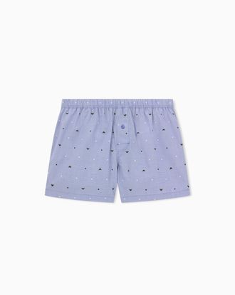 Emporio Armani Herren Logo Pattern Woven Boxer Boxershorts, blau, XL