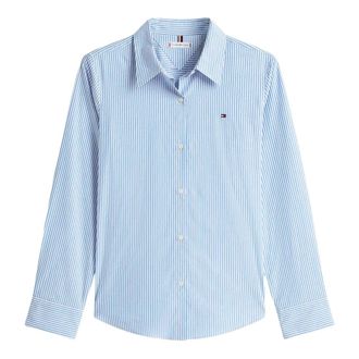 Tommy Hilfiger Femme, Blouses et Chemises, Bleu, Taille: 36 FR Chemise Popeline Coupe Classique