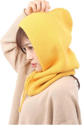 ACVIP Damen Multifunktionale Strickm&uuml;tze Winter Warme Kapuzen-Schal Sturmhaube(Gelb)