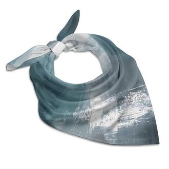 Generic Écharpe carrée en soie légère et texturée gris sarcelle pour cheveux - Écharpe respirante - Cadeau pour homme et femme, multicolore, 60x60cm