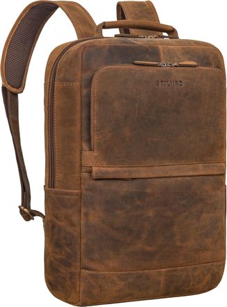 STILORD Barney Schmaler Laptop Rucksack 15,6 Zoll Leder sportliches Design Rucksack mit vielen Fächern Unirucksack Studenten Tagesrucksack für Damen un Herren