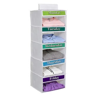 Generic Aufbewahrung Von Kinderkleidung - Wochenplaner, H&auml;ngende Regaltasche | 5-st&ouml;ckiger Kleiderst&auml;nder Mit Sichtbaren Etiketten, Praktischer Schrank-Organi