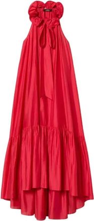 Twinset Femme, Robes, Rose, Taille: 36 FR Actitude Robe Longue en Voile avec Col &agrave; Volants