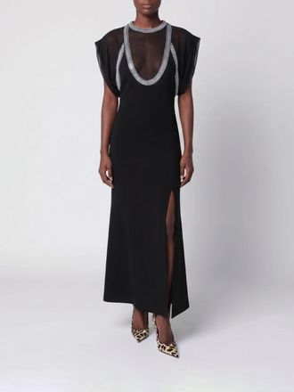 The Attico Robe longue de soir&eacute;e en viscose orn&eacute;e de strass avec fente