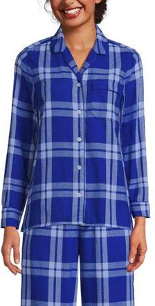 Lands End Gemustertes Flanell-Pyjamahemd in Petitegröße, Damen, Größe:36-38 petite, Blau, Baumwolle, by Lands End