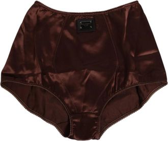 Dolce & Gabbana Femme, Sous-v&ecirc;tements, Brun, Taille: 38 FR Gaine Taille Haute en Soie Stretch