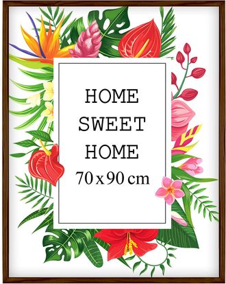 MG Design Braun Bilderrahmen 70 x 90 cm - Aus echtem Holz mit Acrylglas, zum Aufhängen & Aufstellen, für Fotos, Poster & Puzzle